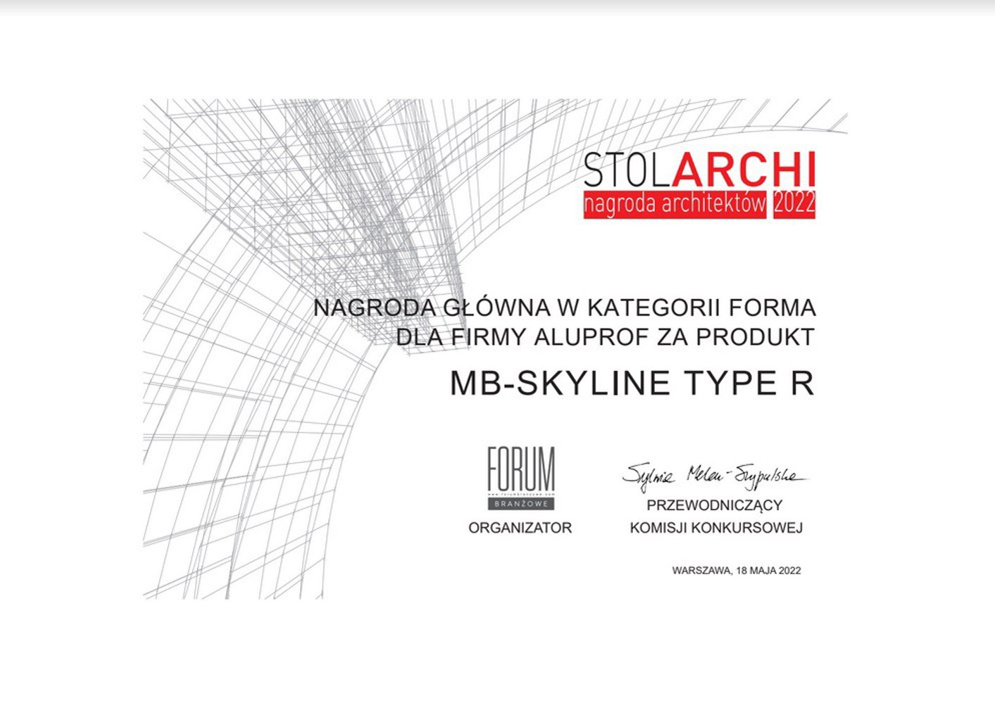 System MB-Skyline Type R od Aluprof z nagrodą Stol Archi 2022 - oBud.pl
